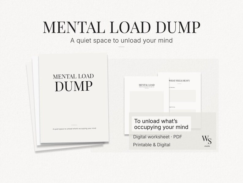 Mental Load Dump Worksheet for Overthinking & Mental Overload | Calm ...