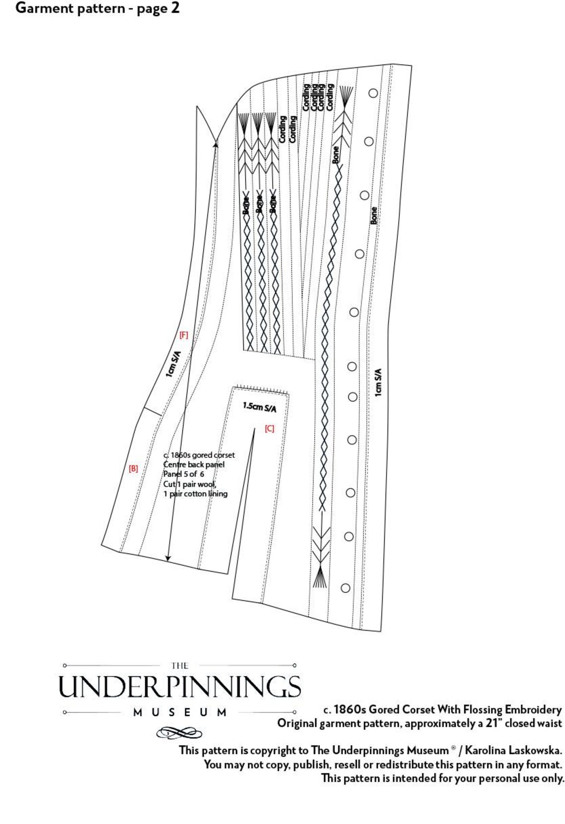 1860s Victorian Gored Corset PDF Pattern - Sizes 25-27" Waists ...
