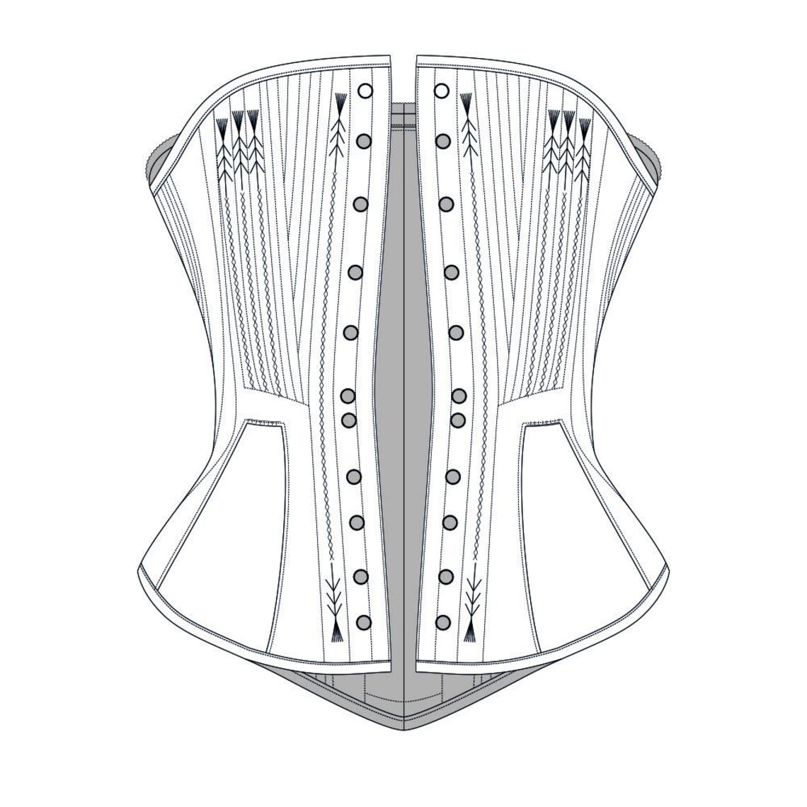 1860s Victorian Gored Corset PDF Pattern - Sizes 25-27" Waists ...