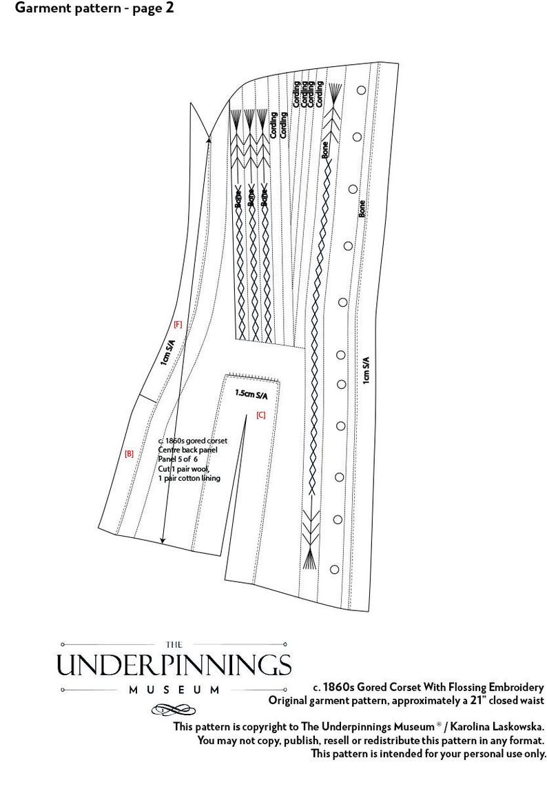1860s Victorian Gored Corset PDF Pattern - Sizes 33-35" Waists ...