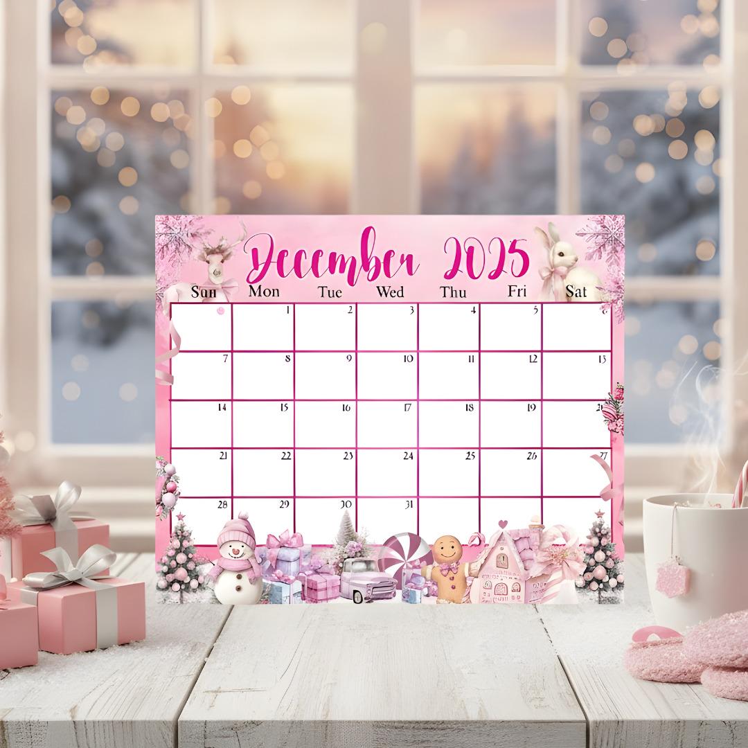 EDITABLE December 2025 Christmas Theme Calendar With Snowman, Christmas ...