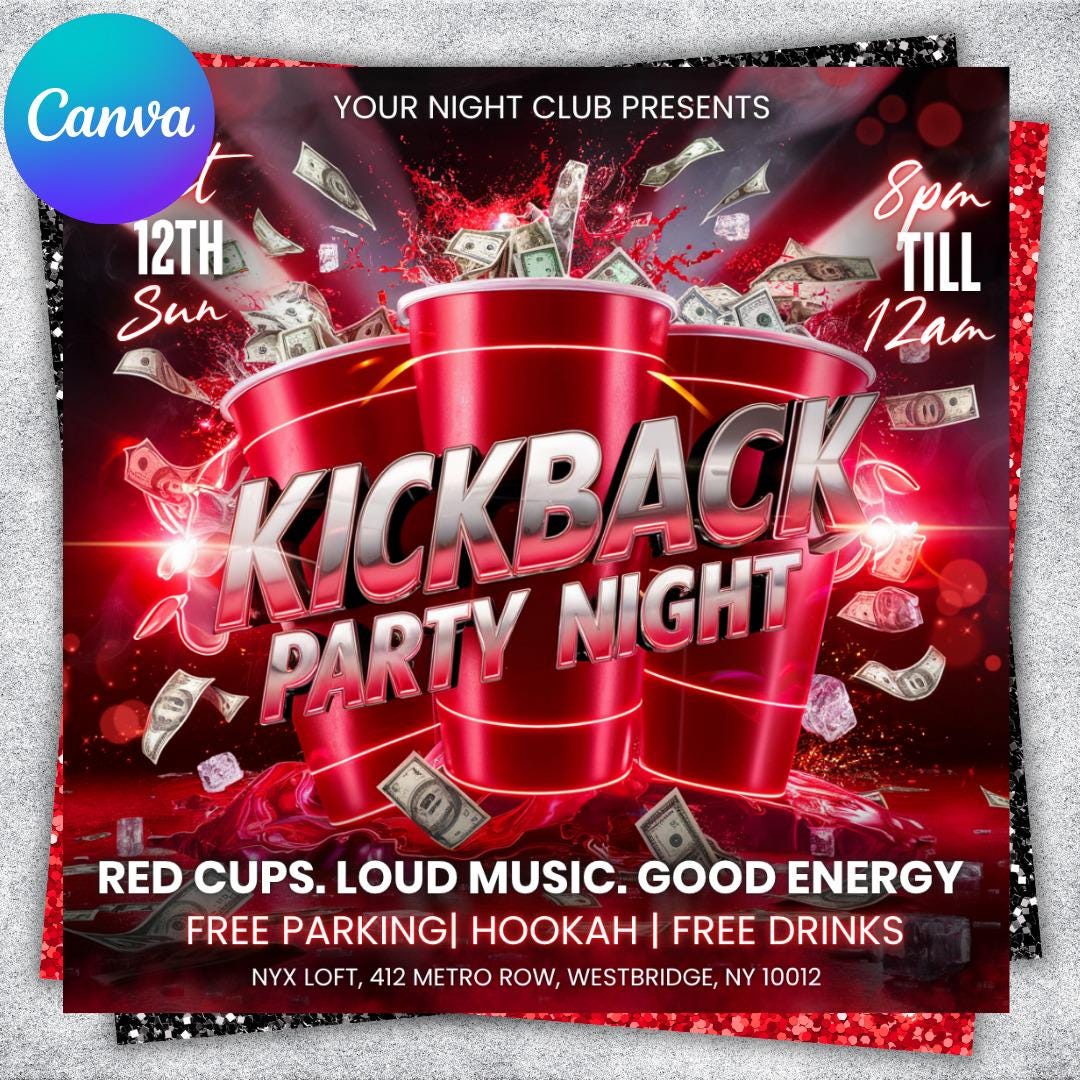Kickback Party Flyer, Editable Kickback Club Flyer, Club DJ Party ...
