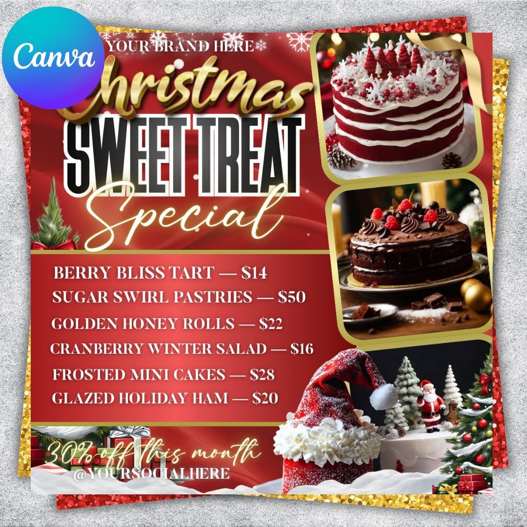 Christmas Bake Sale Flyer, Bakery Flyer, Sweet Treats Flyer, Christmas ...