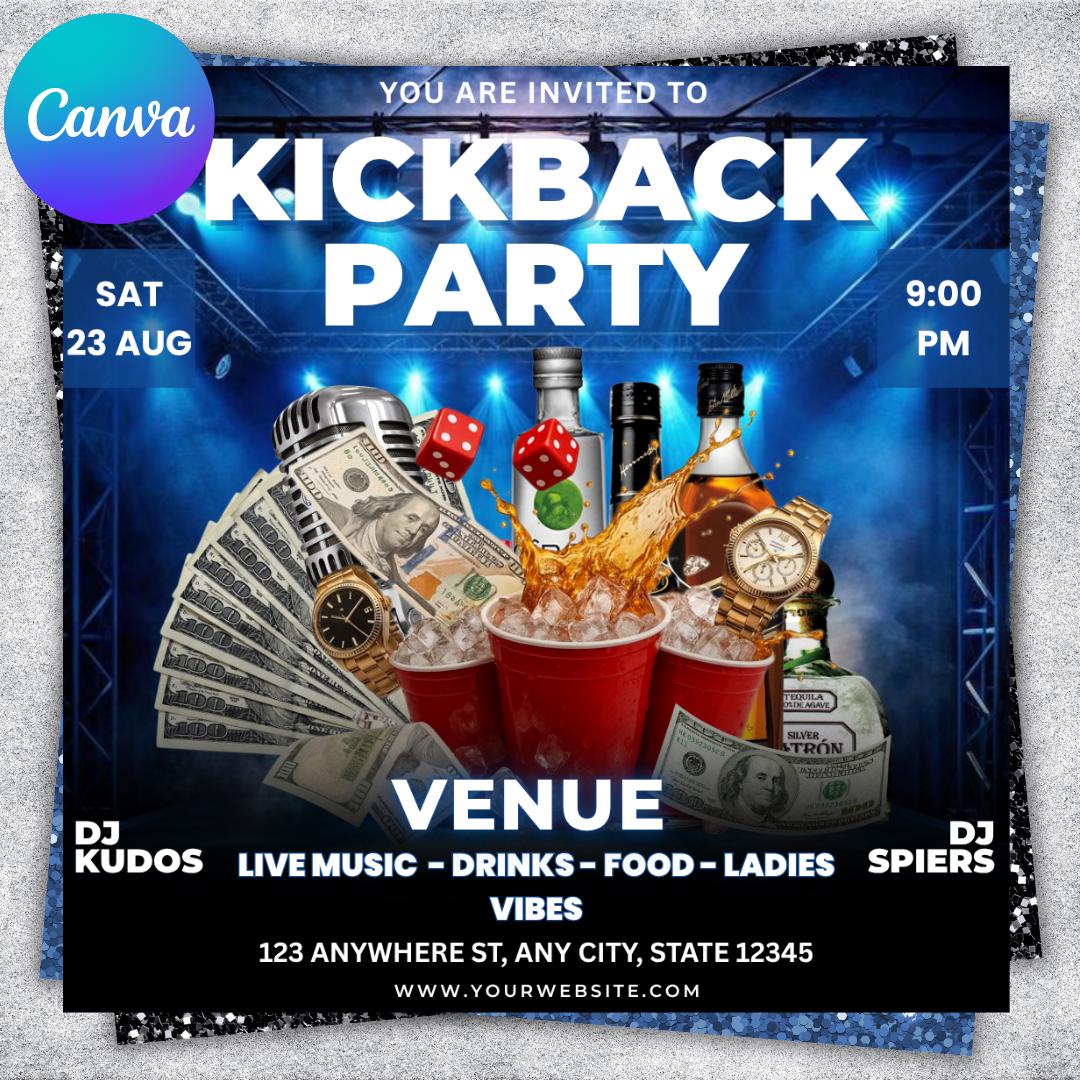 Kickback Party Flyer, Editable Kickback Club Flyer, Club DJ Party ...