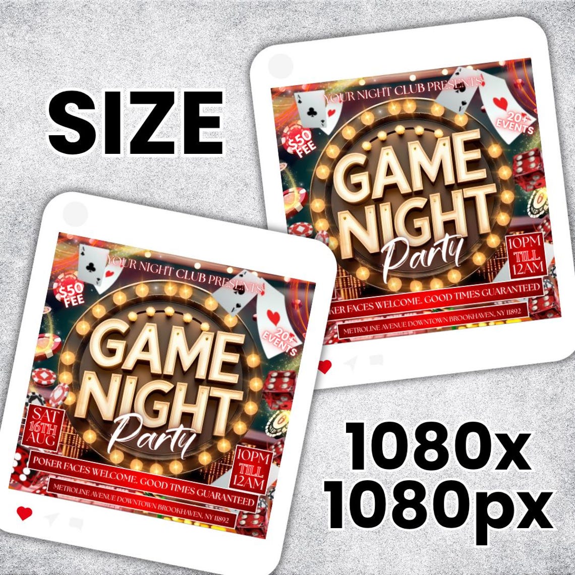 Game Night Party Flyer, Social Media Party Announcement Editable GAME ...