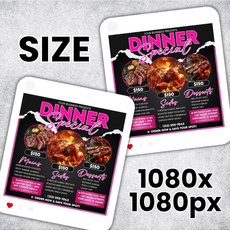 Dinner Specials Flyer, Restaurant Menu Template, Editable Food Flyer ...