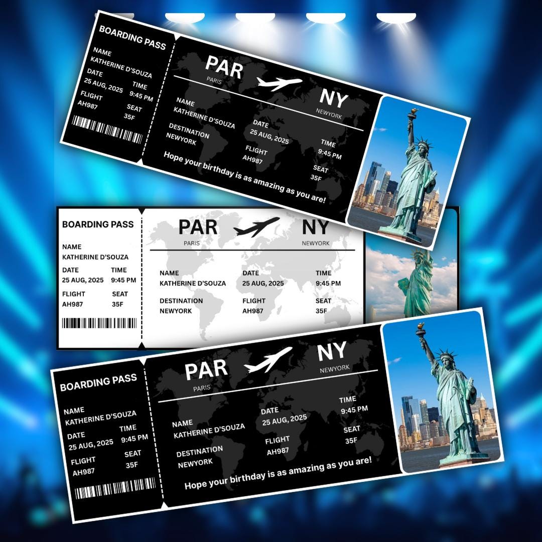Editable Boarding Pass Canva Template, Printable Airline Ticket ...