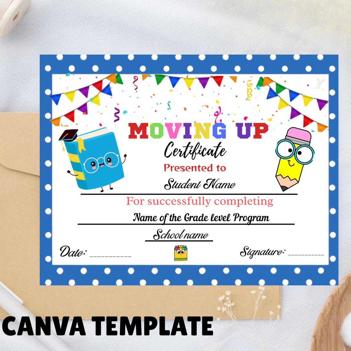 Editable Preschool Moving up Certificate, Prek Moving up Certificate ...
