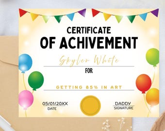 Kids Printable Award Certificate of Achievement School Award Ceremony ...