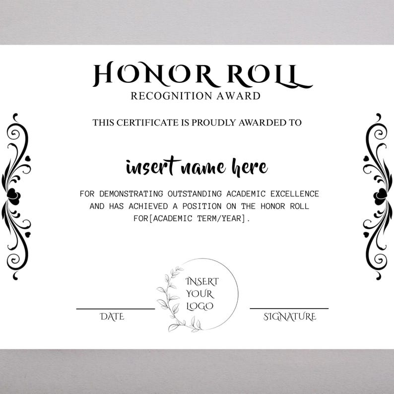 Printable Honor Roll Certificates, Certificate of Honor Template ...