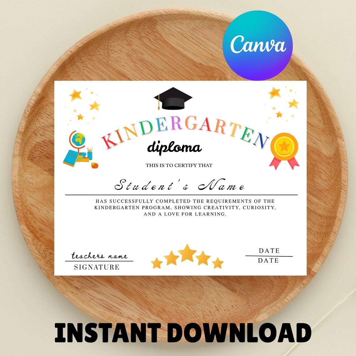 Kindergarten Graduation Certificate, Kindergarten Diploma, Kindergarten ...