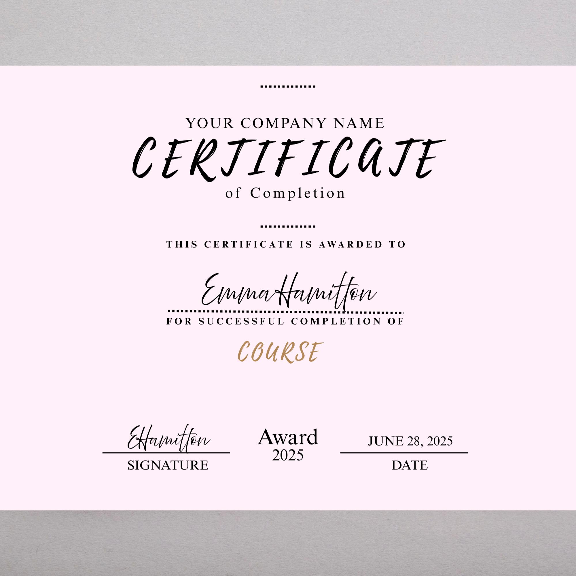 Certificate of Completion Template Canva, Training Certificate Template ...