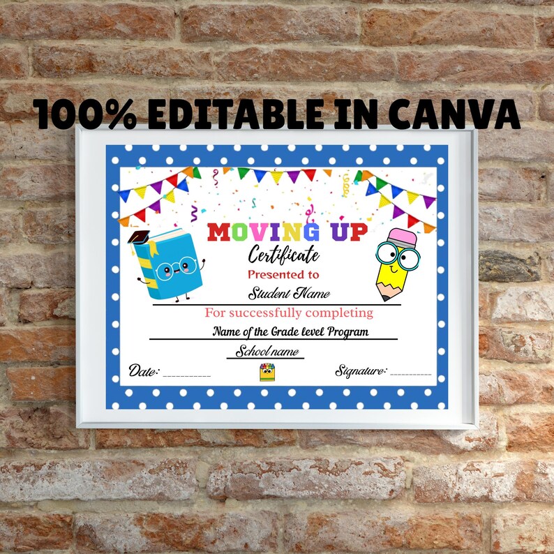 Editable Preschool Moving up Certificate, Prek Moving up Certificate ...