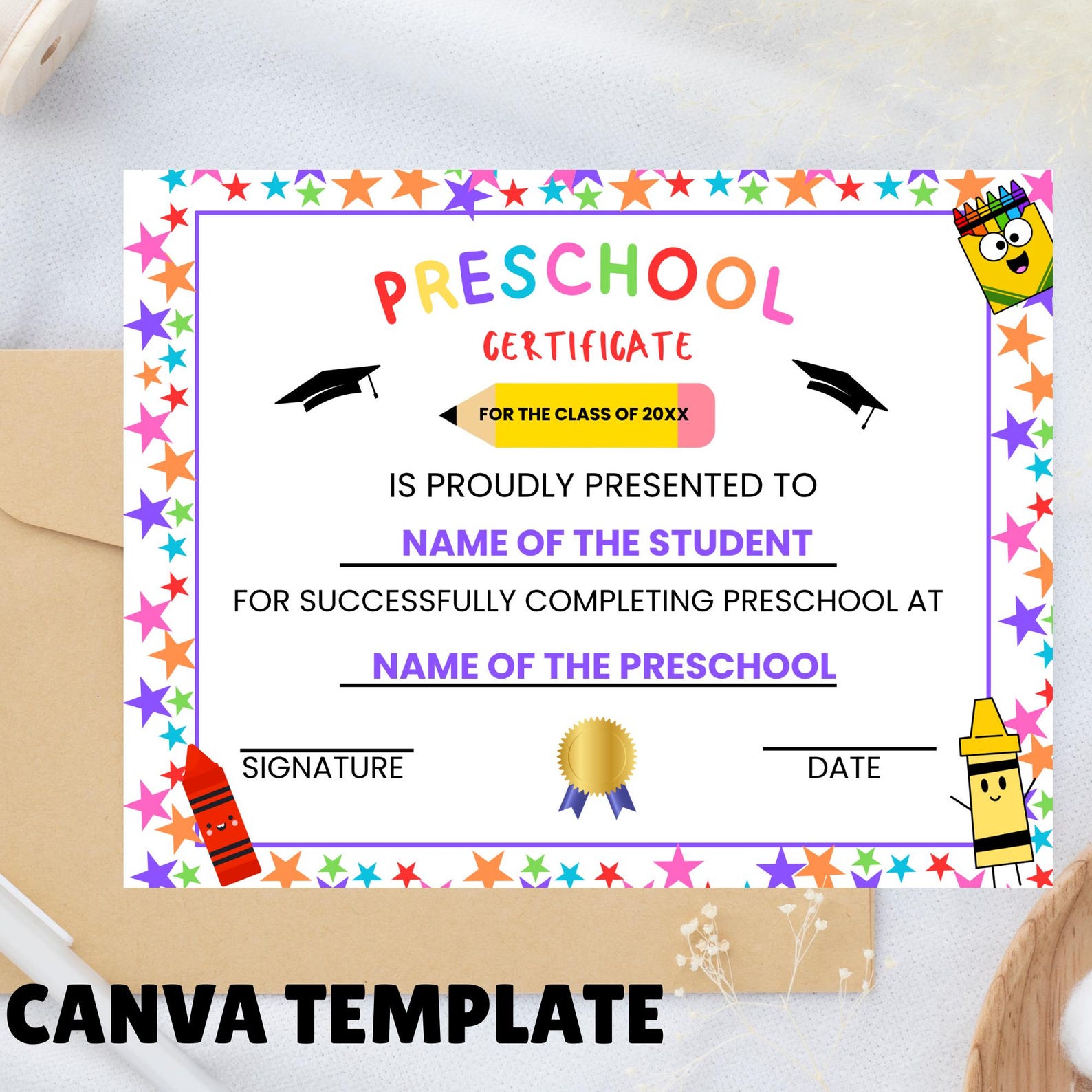 EDITABLE Preschool Graduation Diploma Printable, Girl Personalized ...
