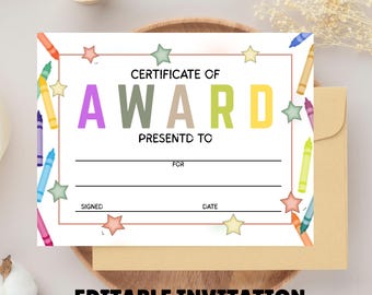 Printable Award Certificate School Teacher Digital Print 11x8.5 Instant ...