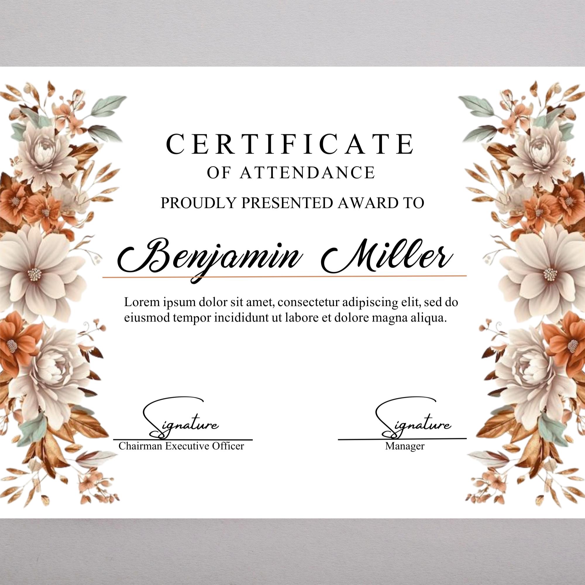 Editable Minimalist Attendance Certificate Template, Canva Simple Award ...