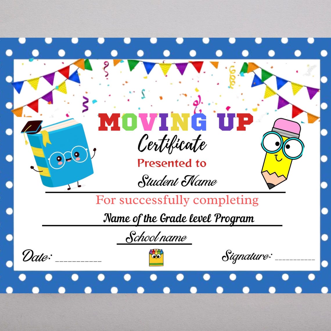 Editable Preschool Moving up Certificate, Prek Moving up Certificate ...