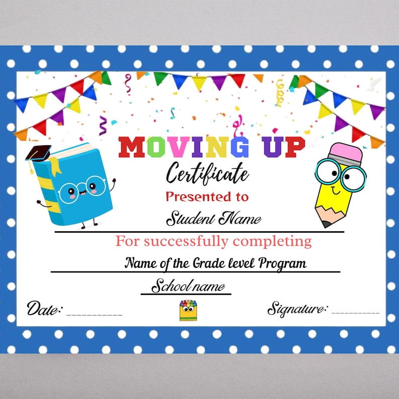 Editable Preschool Moving up Certificate, Prek Moving up Certificate ...