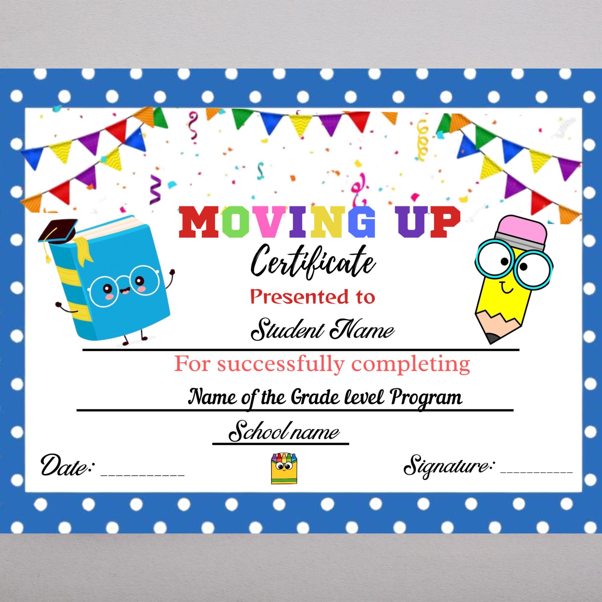 Editable Preschool Moving up Certificate, Prek Moving up Certificate, Preschool Graduation ...