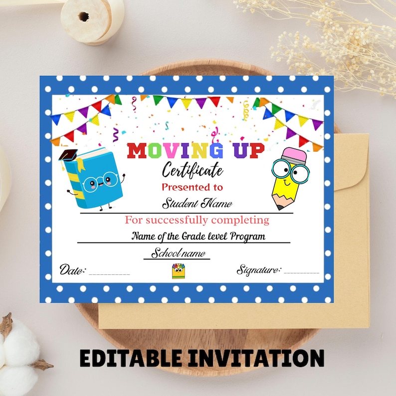 Editable Preschool Moving up Certificate, Prek Moving up Certificate ...