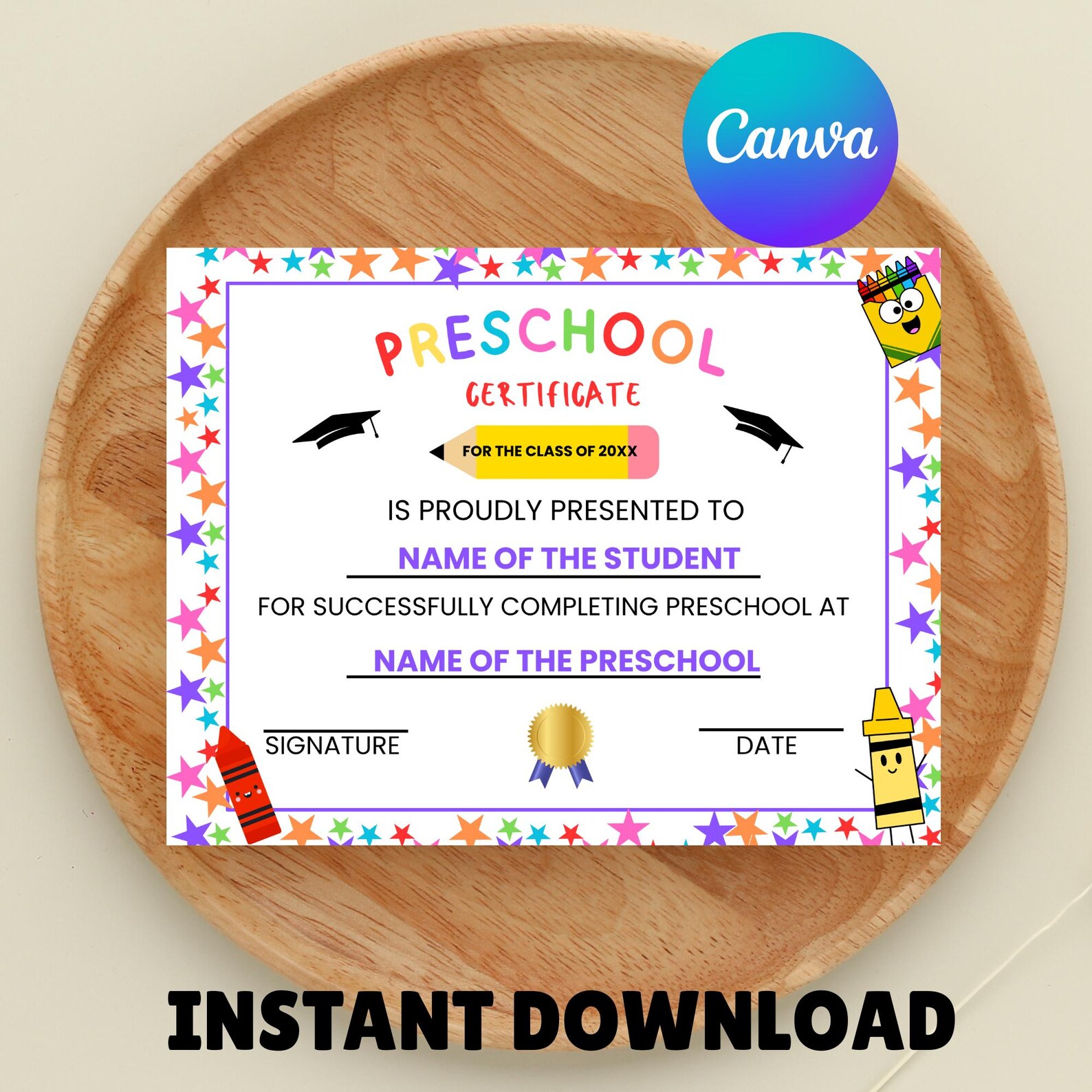 EDITABLE Preschool Graduation Diploma Printable, Girl Personalized ...