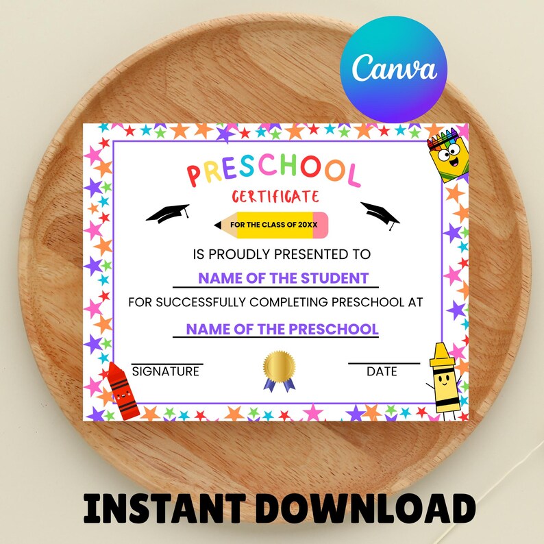EDITABLE Preschool Graduation Diploma Printable, Girl Personalized ...