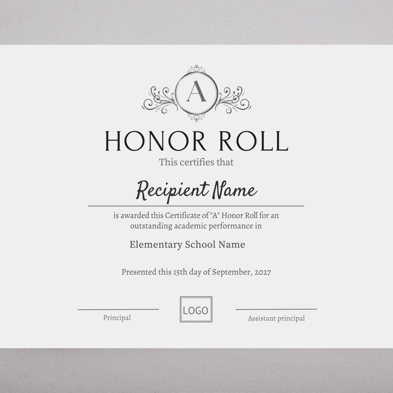 Printable Honor Roll Certificates, Certificate of Honor Template ...