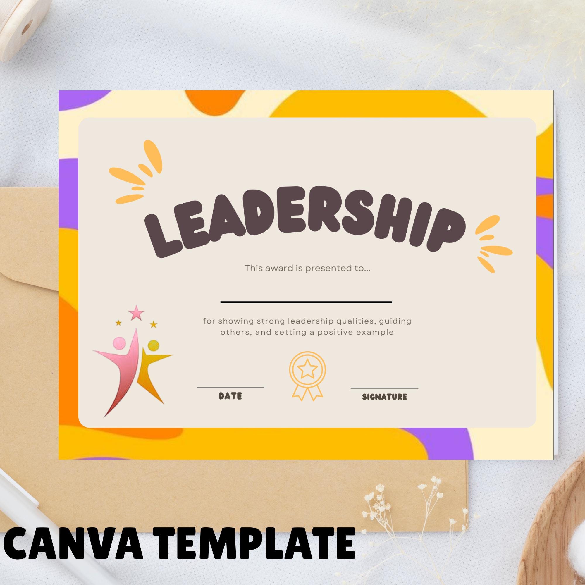Leadership Award Certificate Template, Printable Employee, Student ...