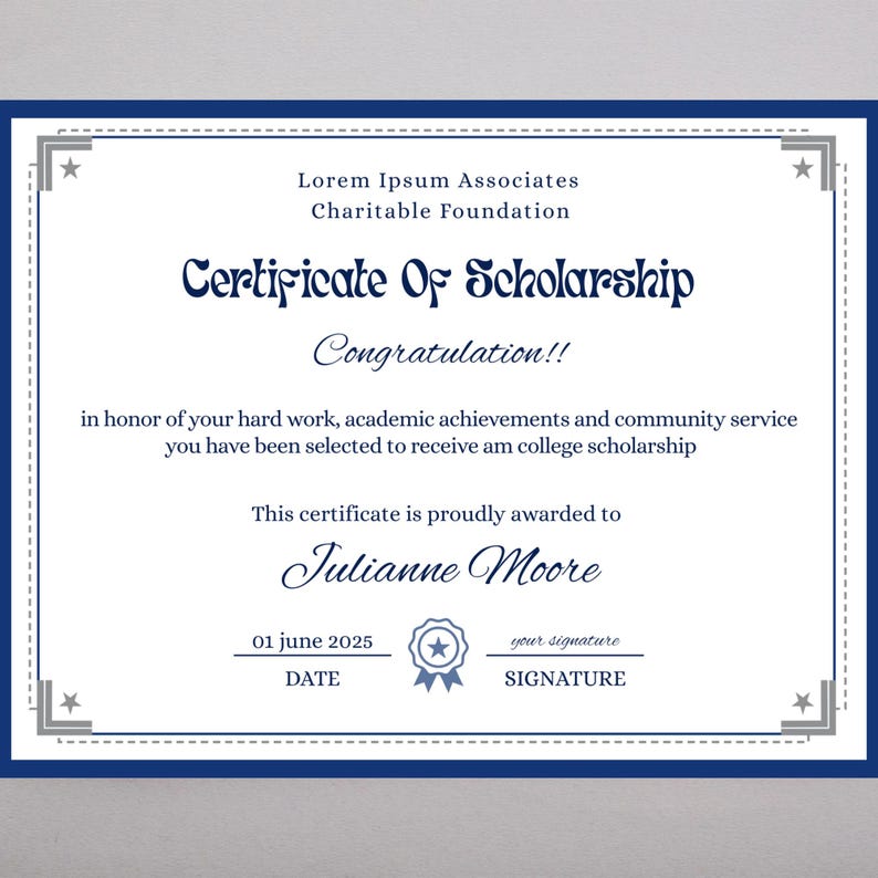 Certificate of Scholarship, Scholarship Award Certificate Template ...