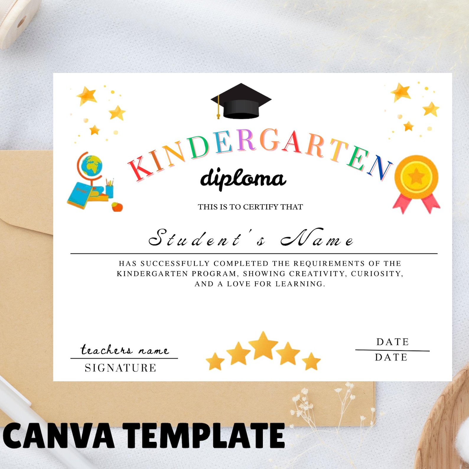 Kindergarten Graduation Certificate, Kindergarten Diploma, Kindergarten ...