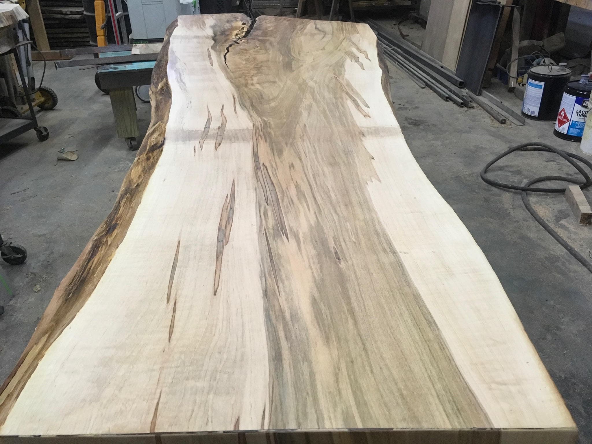 Live Edge Maple Slab Waterfall End Desk Wood Slab Table Ambrosia Maple ...