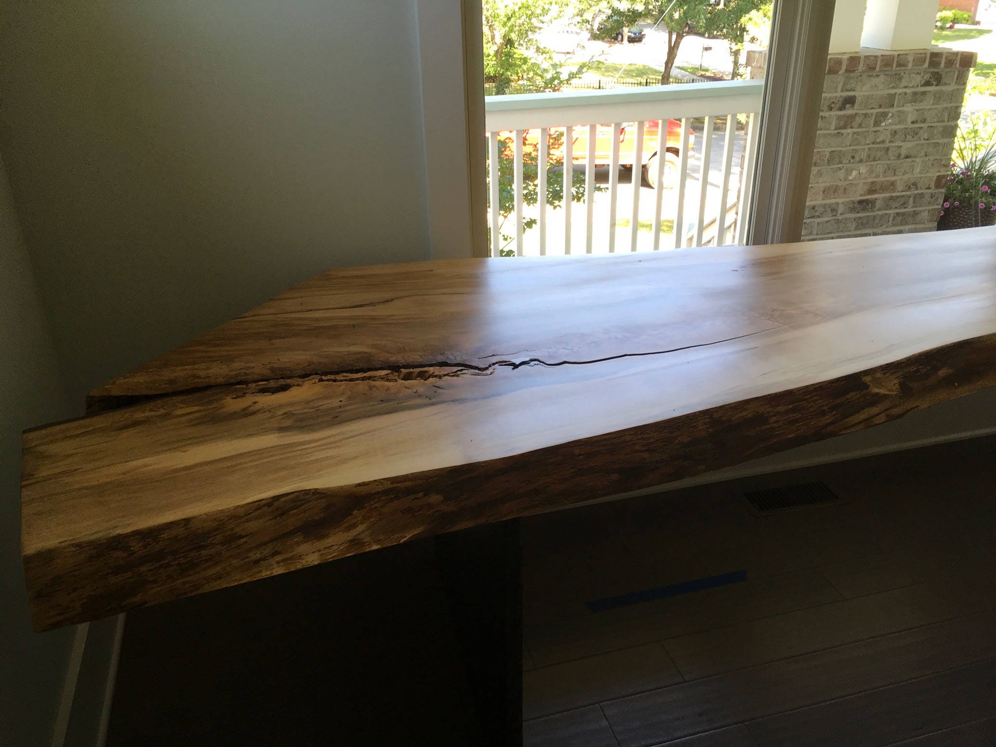 Live Edge Maple Slab Waterfall End Desk Wood Slab Table Ambrosia Maple ...