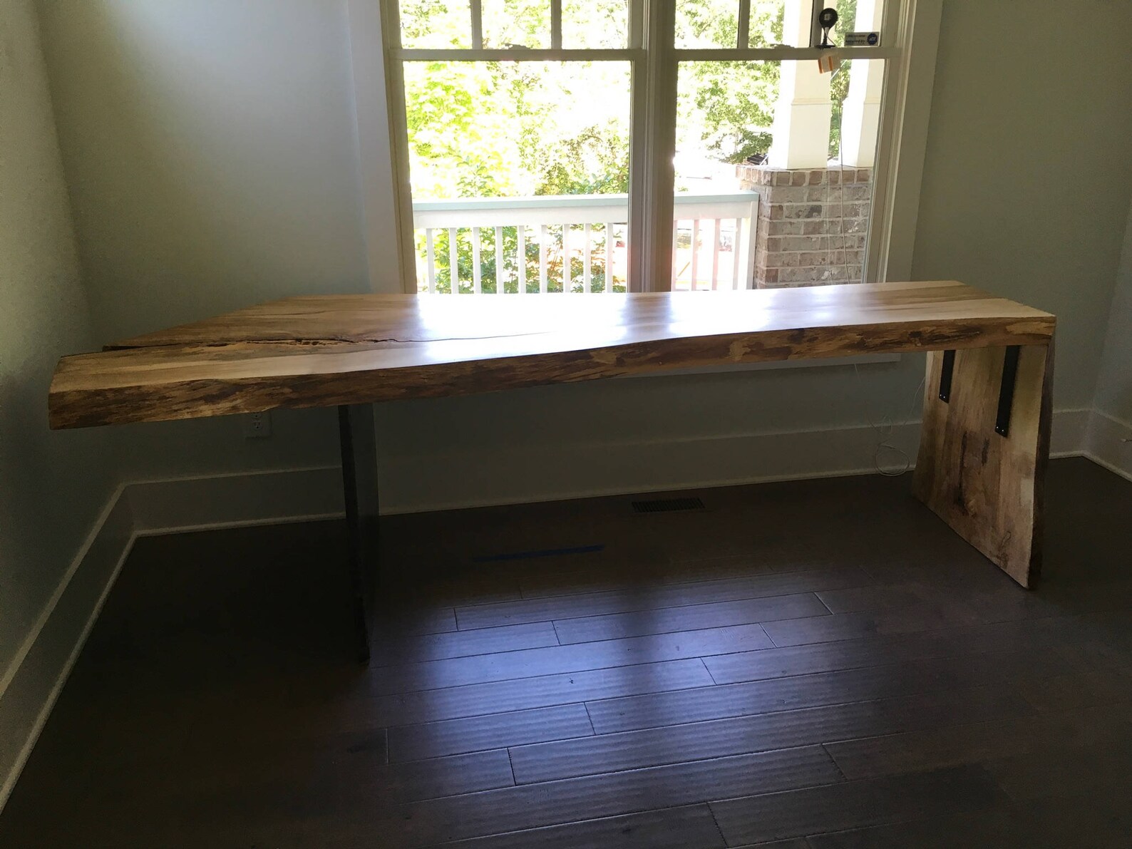 Live Edge Maple Slab Waterfall End Desk Wood Slab Table Ambrosia Maple ...