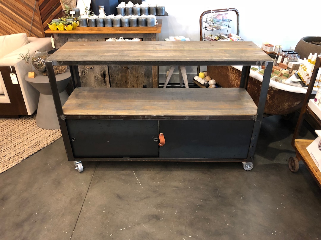 Raw Steel Rolling Bar Cart / Entertainment Cart - Etsy