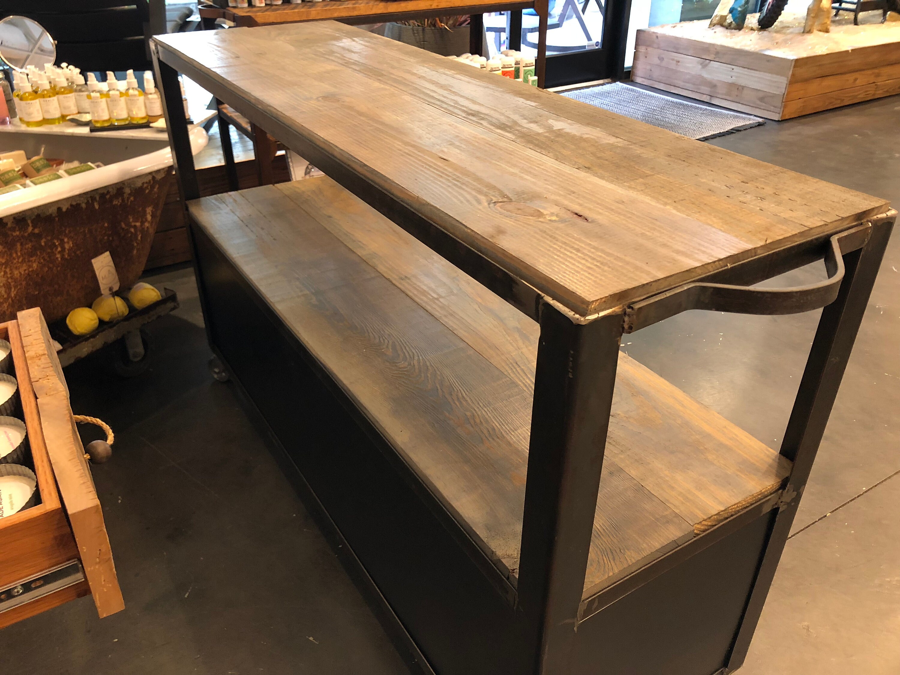 Raw Steel Rolling Bar Cart / Entertainment Cart - Etsy