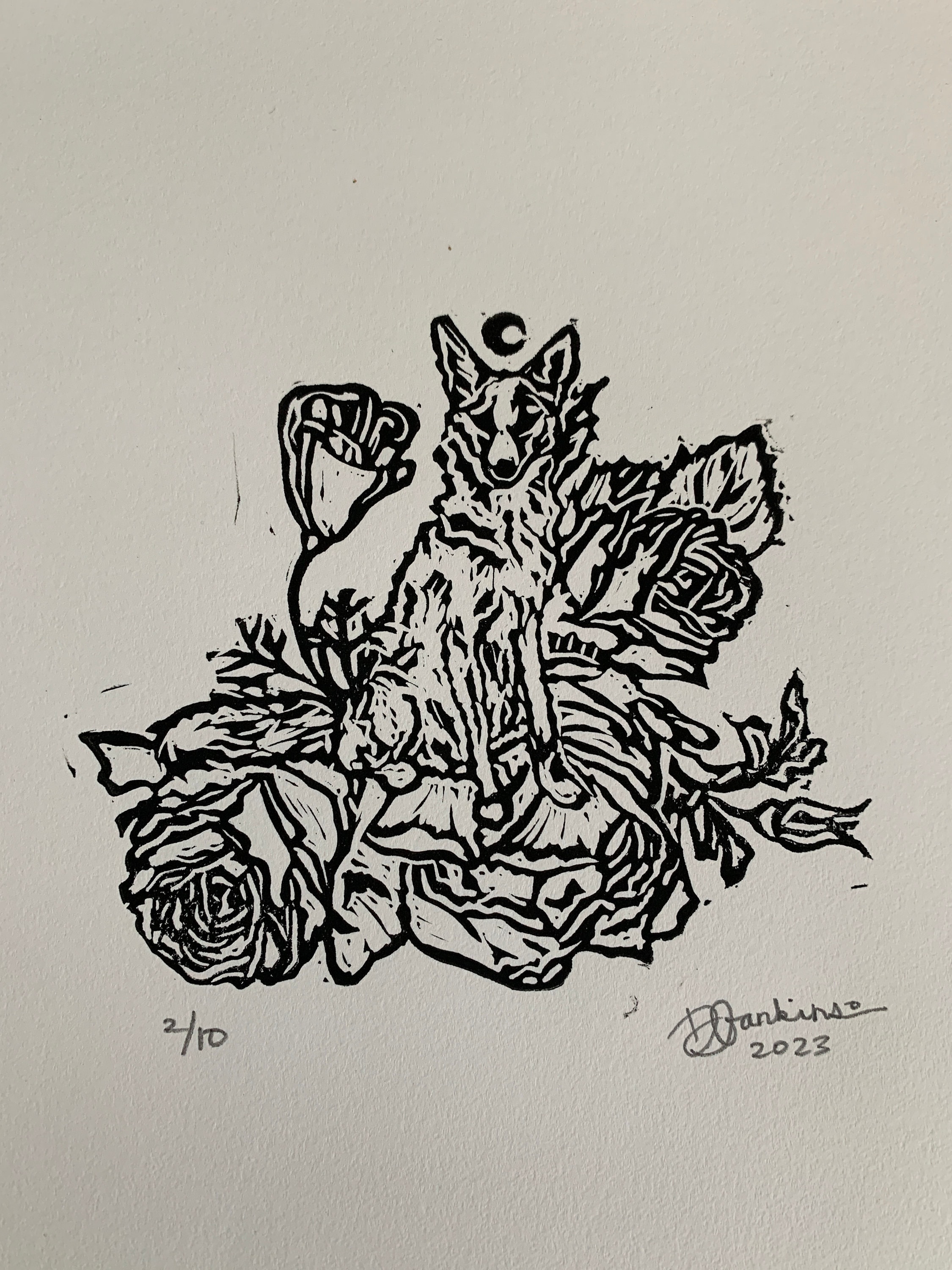 Luna Coyote : Original Linocut Print - Etsy