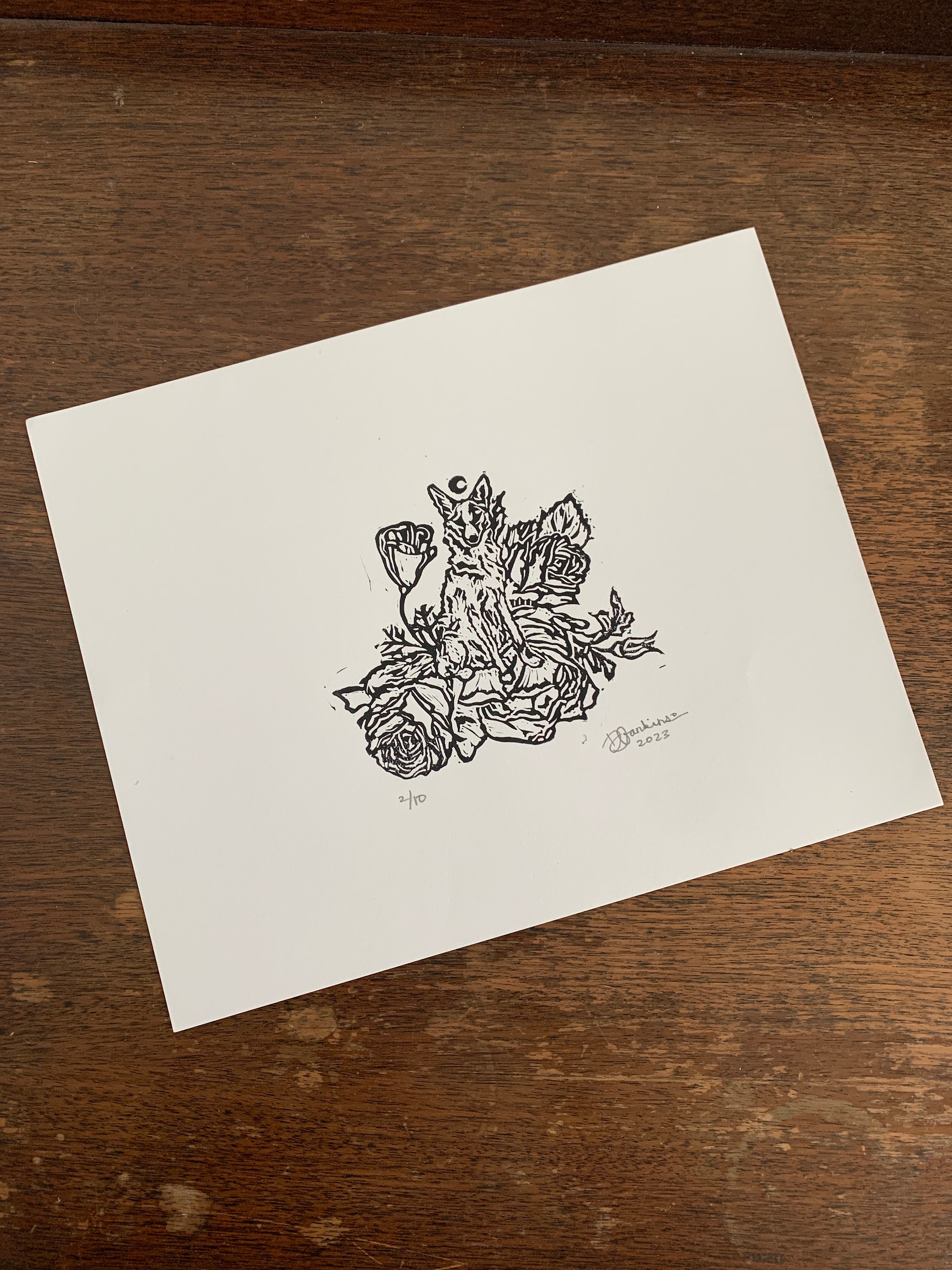Luna Coyote : Original Linocut Print - Etsy