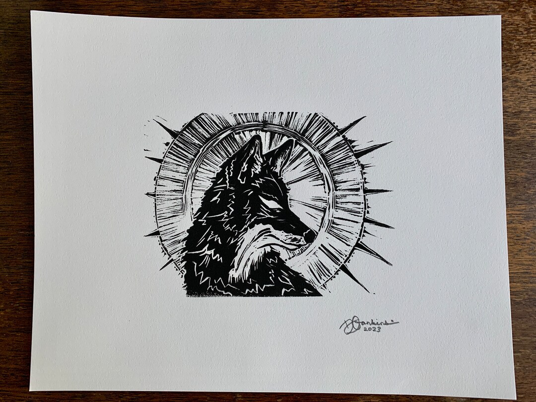 Coyote : Original Linocut Print - Etsy
