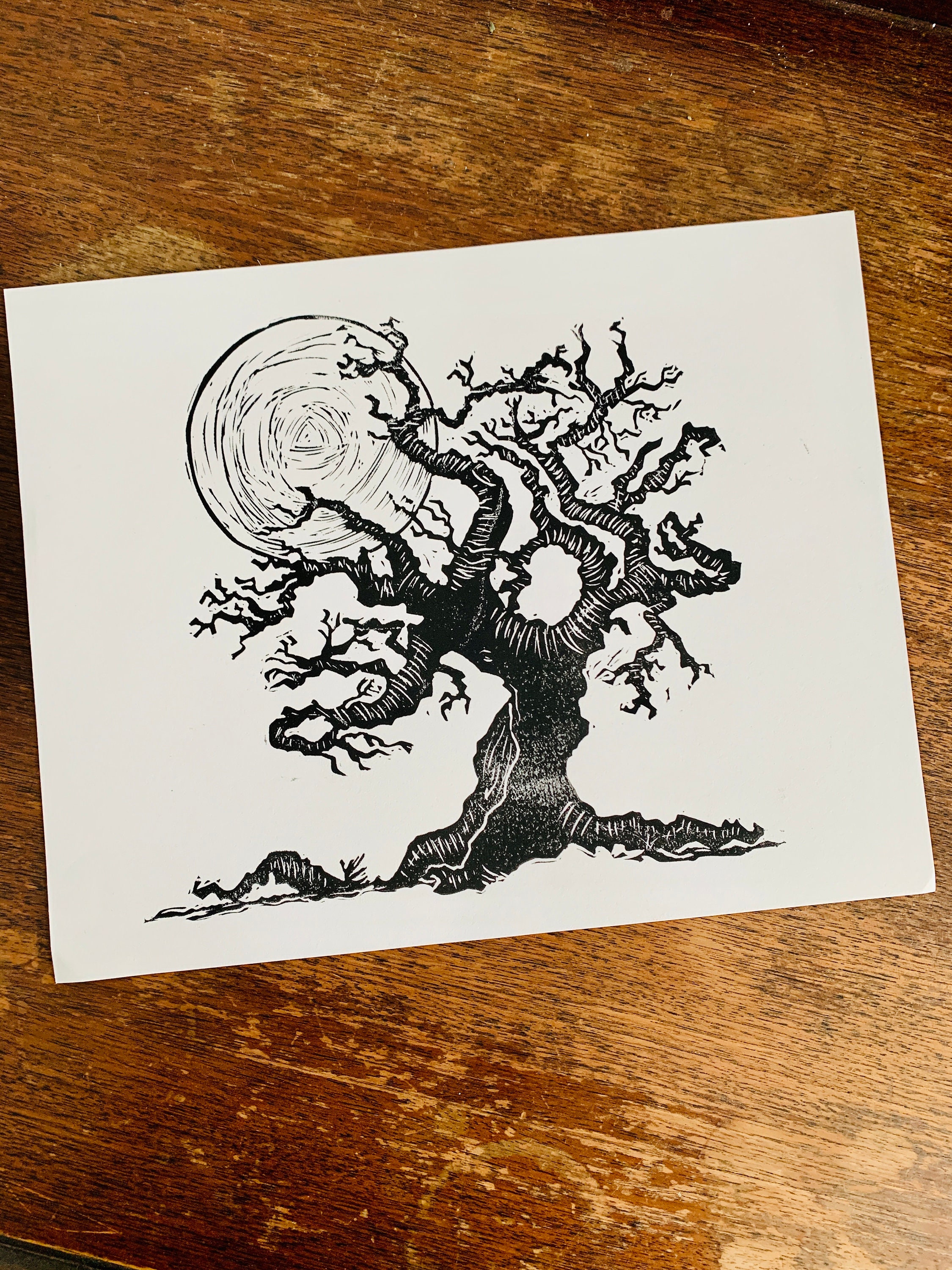 Spooky Tree : Original Linocut Print 8x10 H - Etsy