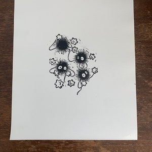 Soot Sprites / Susuwatari : Original Linocut Print - Etsy