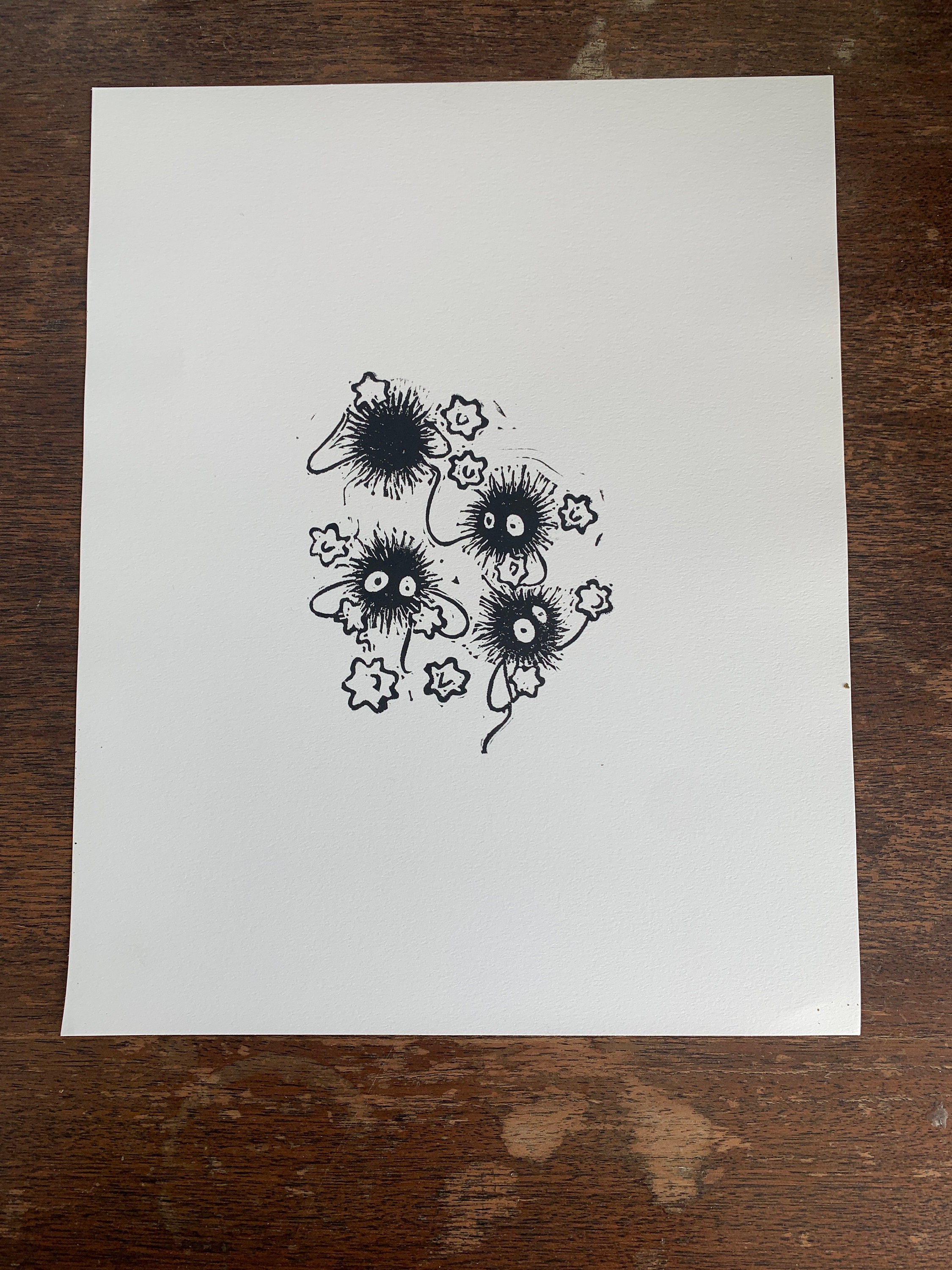 Soot Sprites / Susuwatari : Original Linocut Print - Etsy
