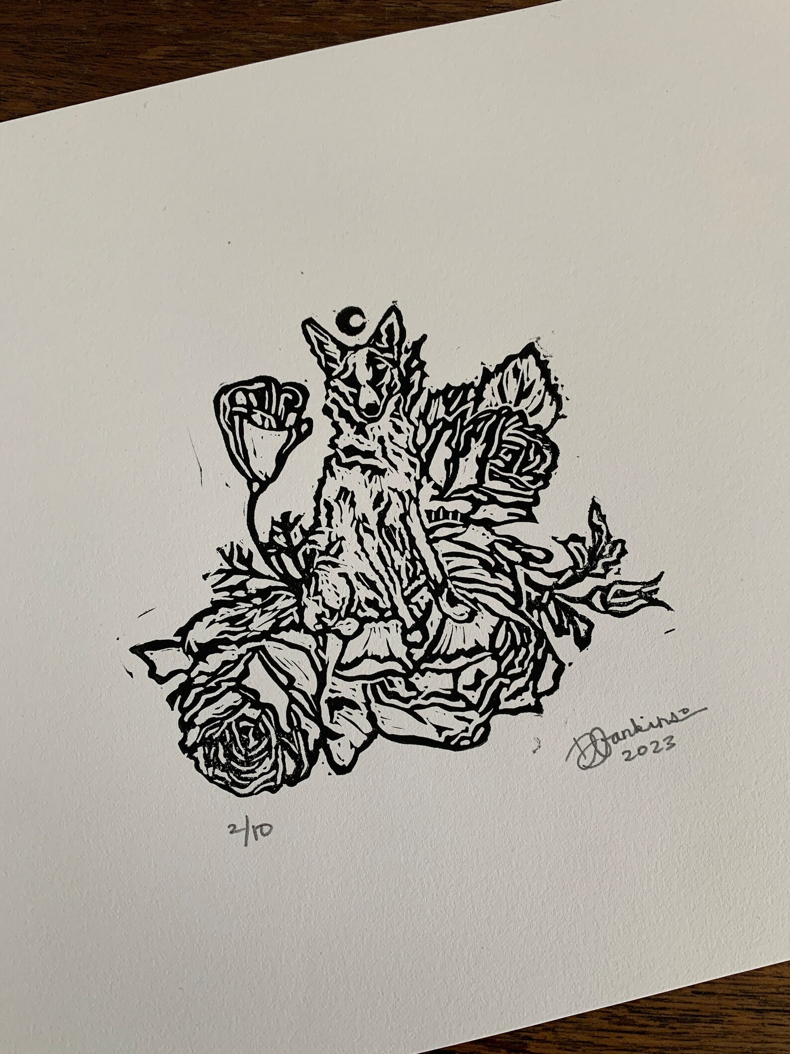 Luna Coyote : Original Linocut Print - Etsy