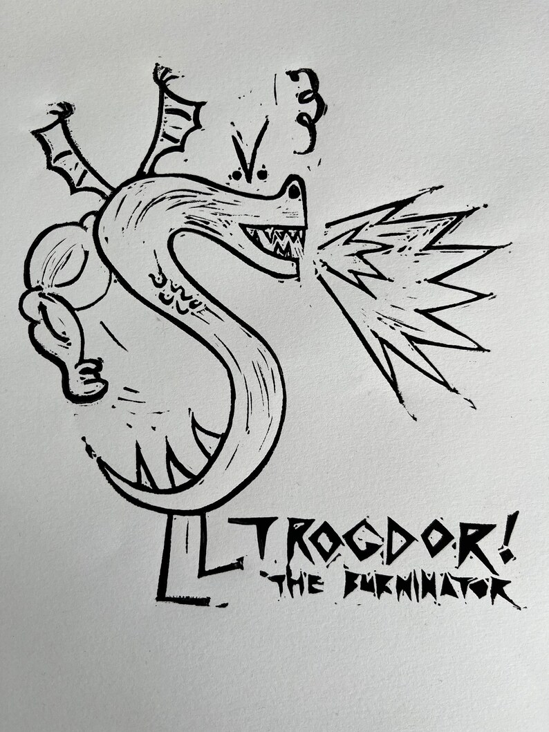 Trogdor the Burninator : Original Linocut Print - Etsy