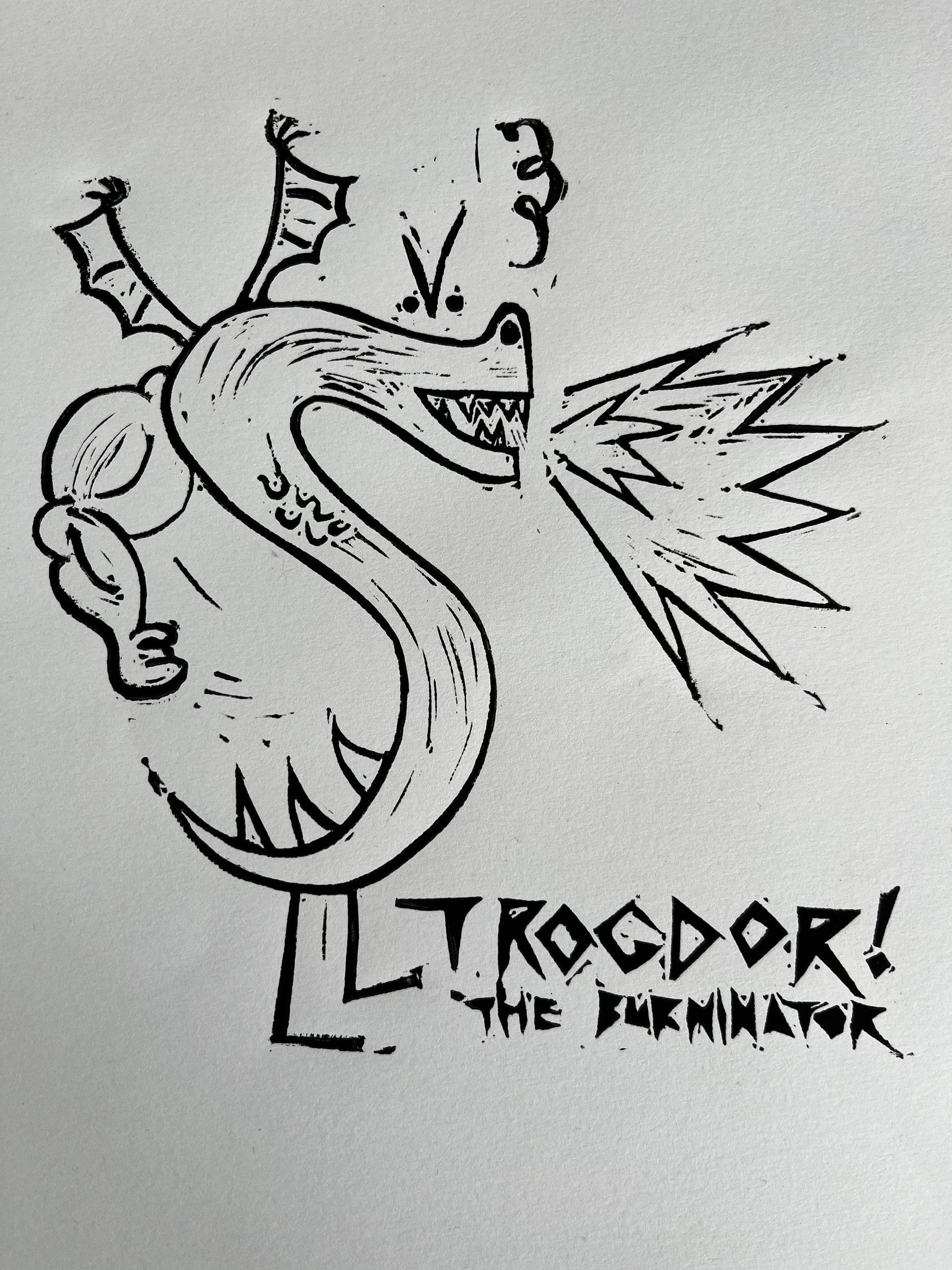 Trogdor the Burninator : Original Linocut Print - Etsy