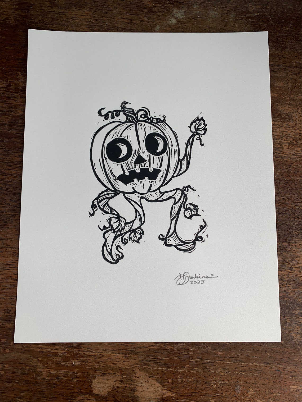 Running Pumpkin : Original Linocut Print - Etsy
