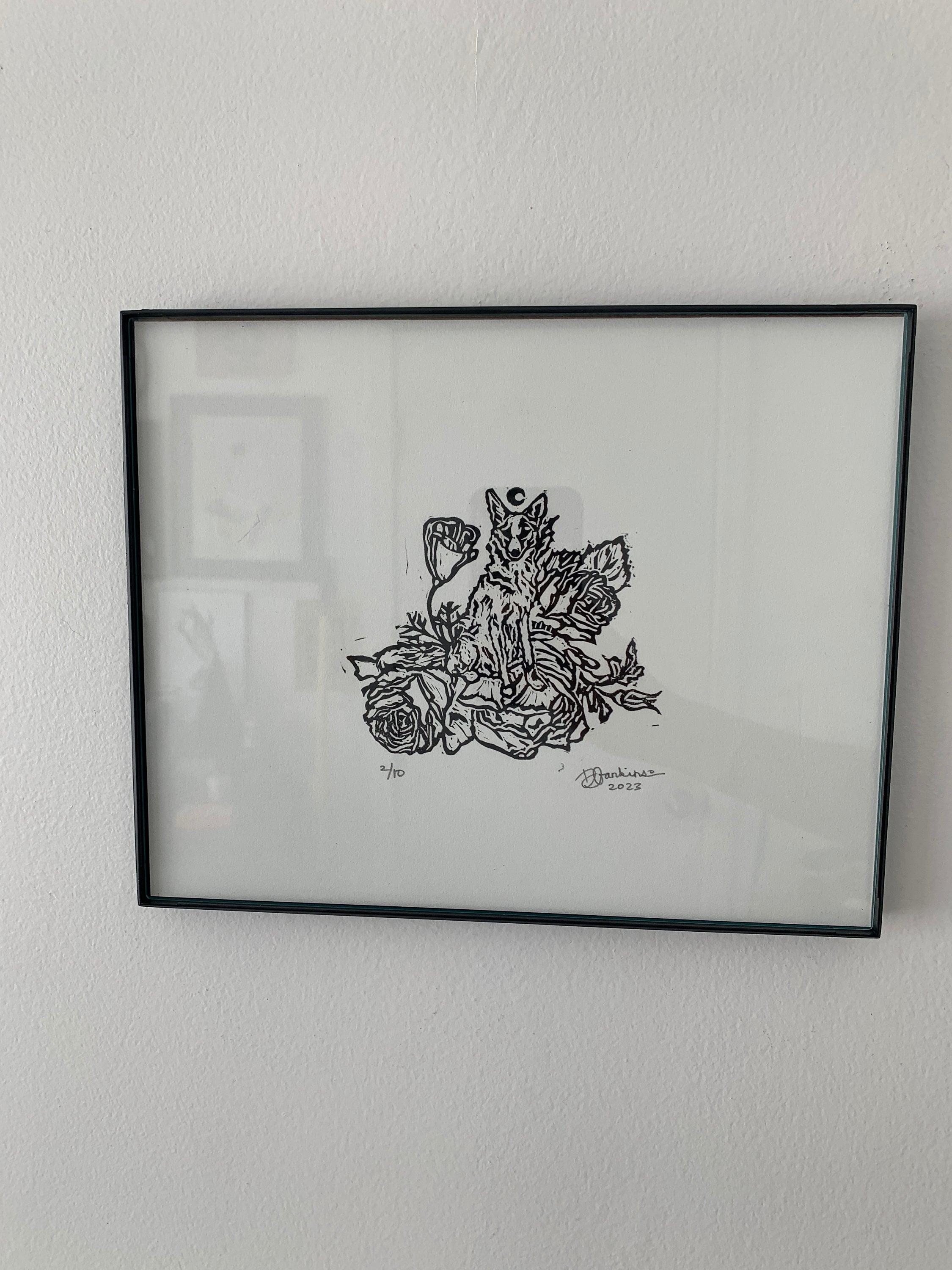 Luna Coyote : Original Linocut Print - Etsy