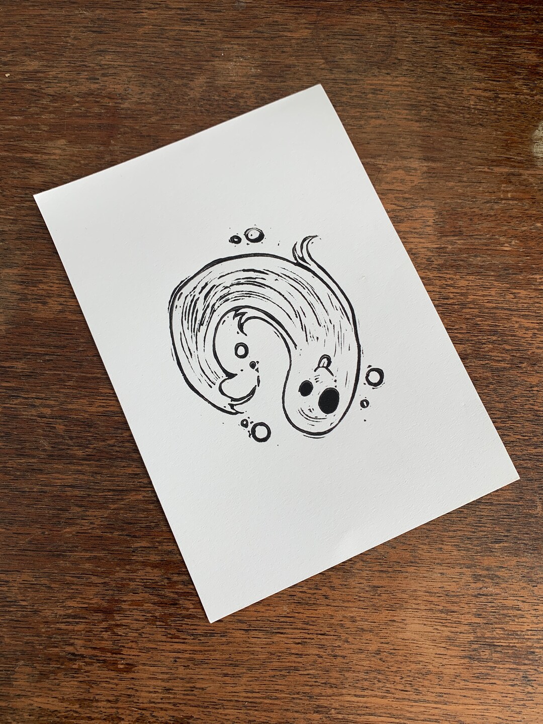 Ghost Swirl : Original Linocut Print - Etsy