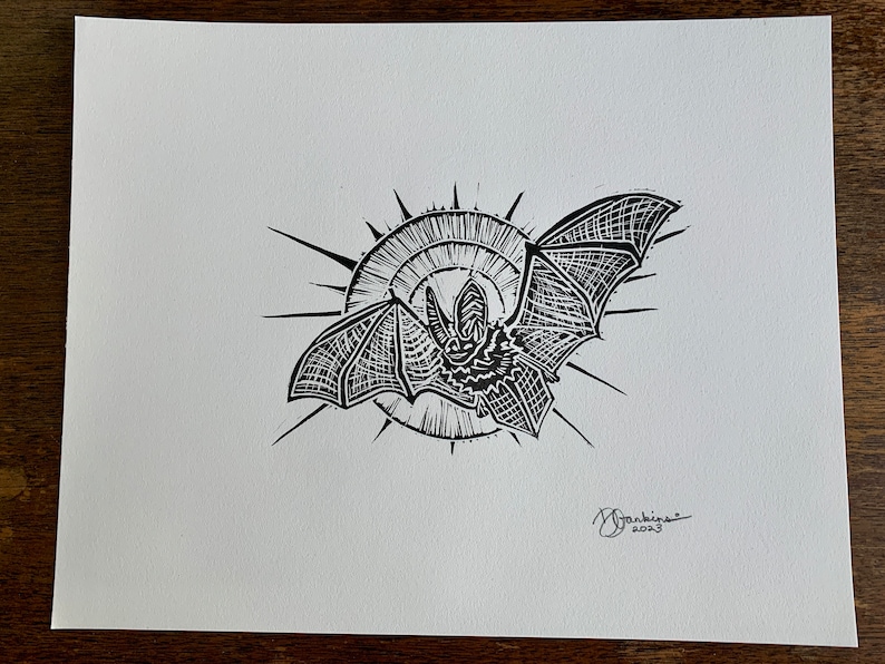Bat : Original Linocut Print - Etsy