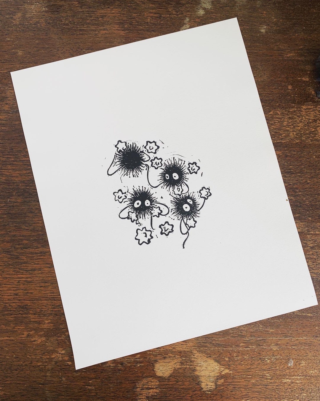 Soot Sprites / Susuwatari : Original Linocut Print - Etsy