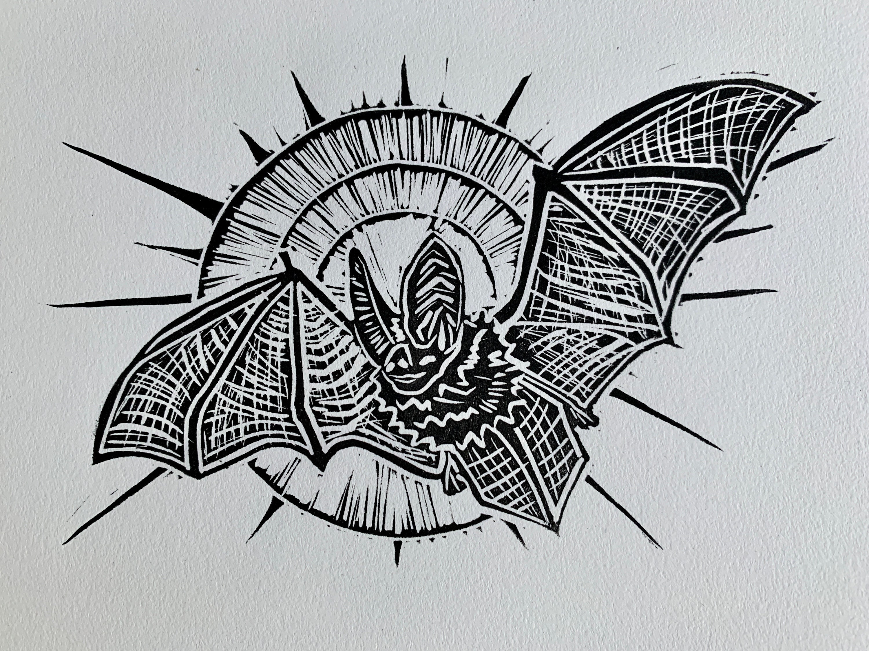 Bat : Original Linocut Print - Etsy
